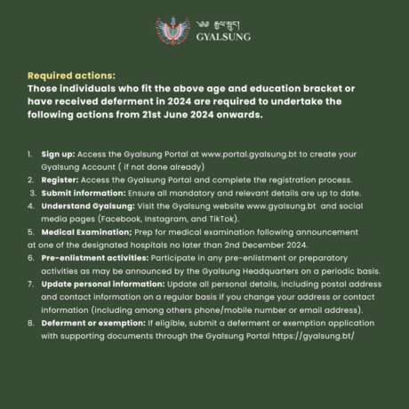 Registration Notice for Gyalsung Training 2025 - Gyalsung